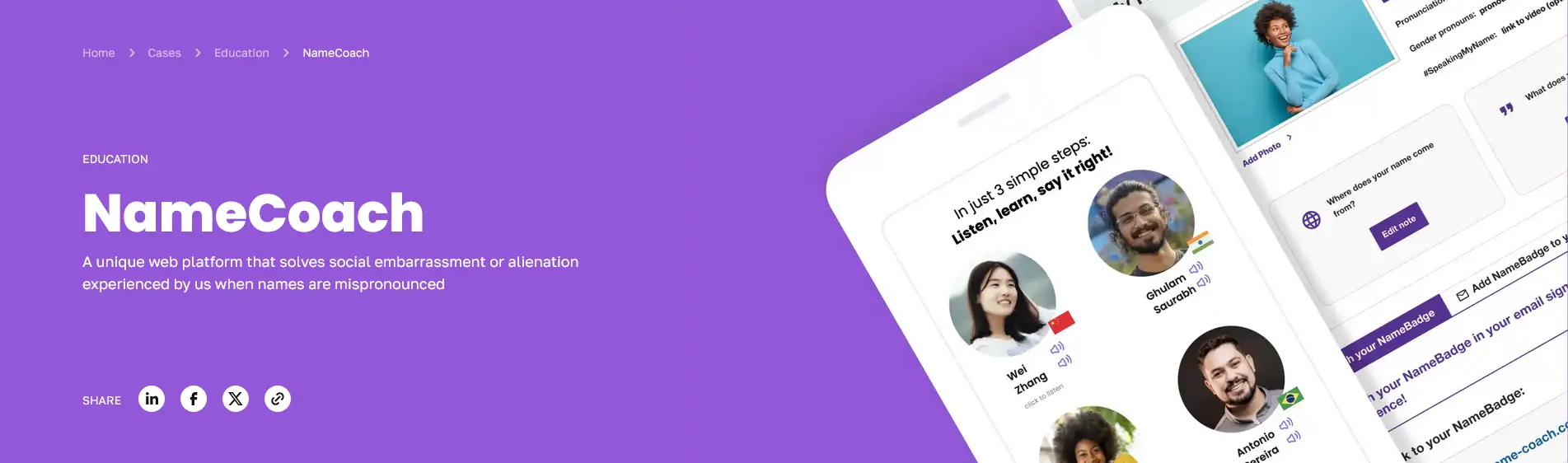 NameCoach: a web platform which helps with a correct names pronunciation