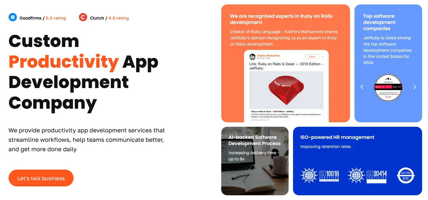 Productivity App Development Company | JetRuby Agency